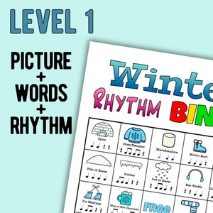 Winter Rhythm Bingo | Music Bingo Game for Beginners (note Values) - Etsy