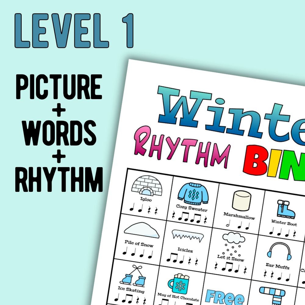 Winter Rhythm Bingo | Music Bingo Game for Beginners (note Values) - Etsy