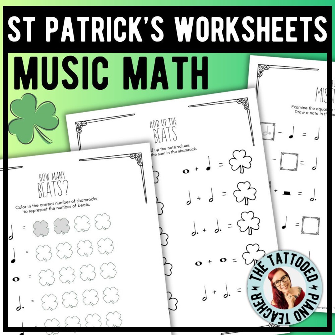 St. Patrick's Day Music Worksheets | Music Math, Note Values, Rest ...