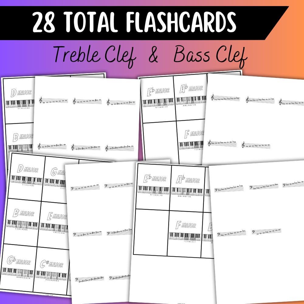 Major Scales Flash Cards | Octave Piano Scales | Music Theory ...