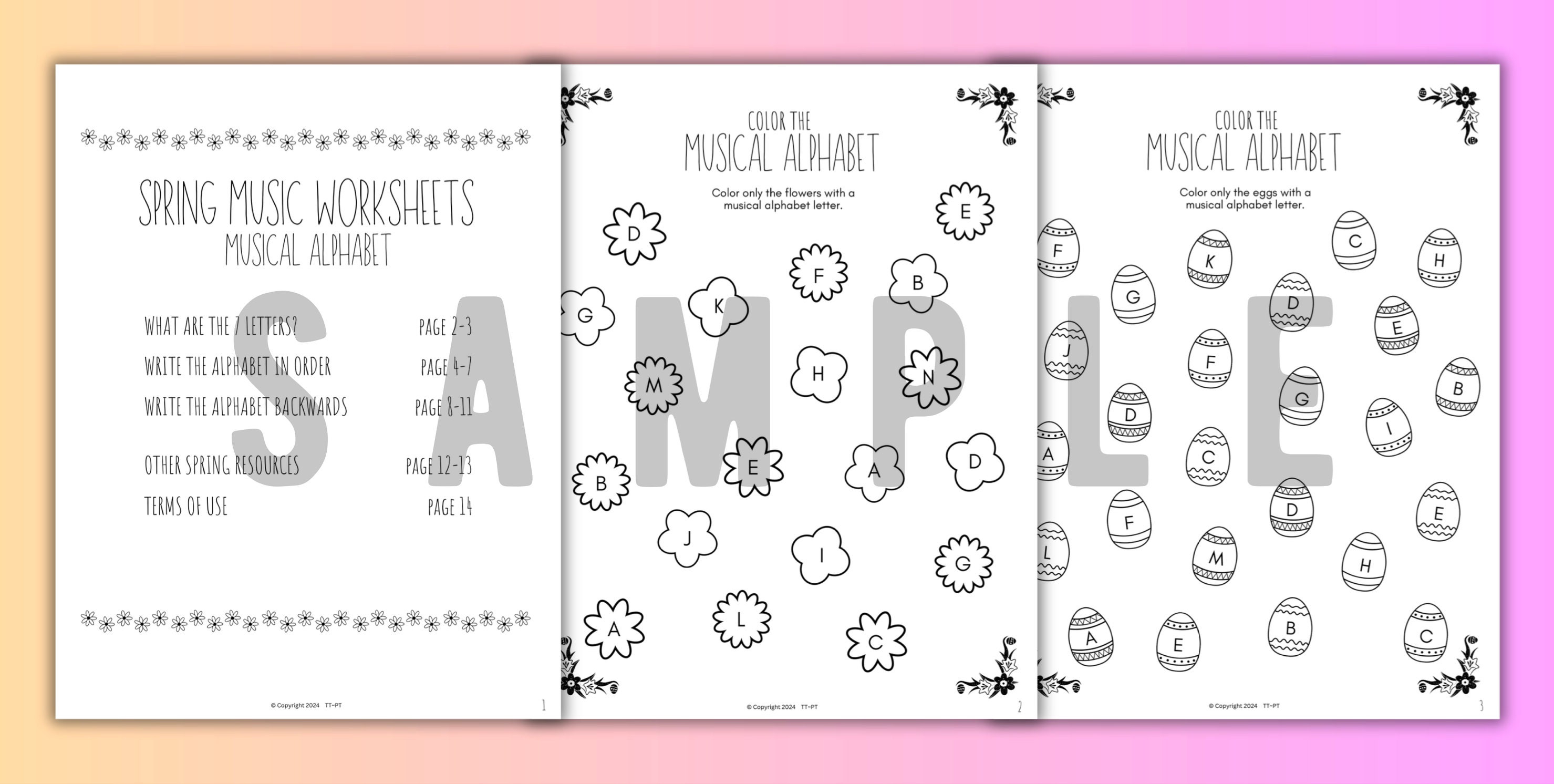 Spring Music Worksheets | Musical Alphabet [beginner Piano] Easter ...