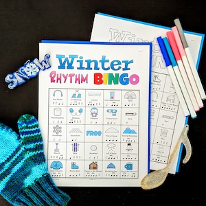 Winter Rhythm Bingo | Music Bingo Game for Beginners (note Values) - Etsy