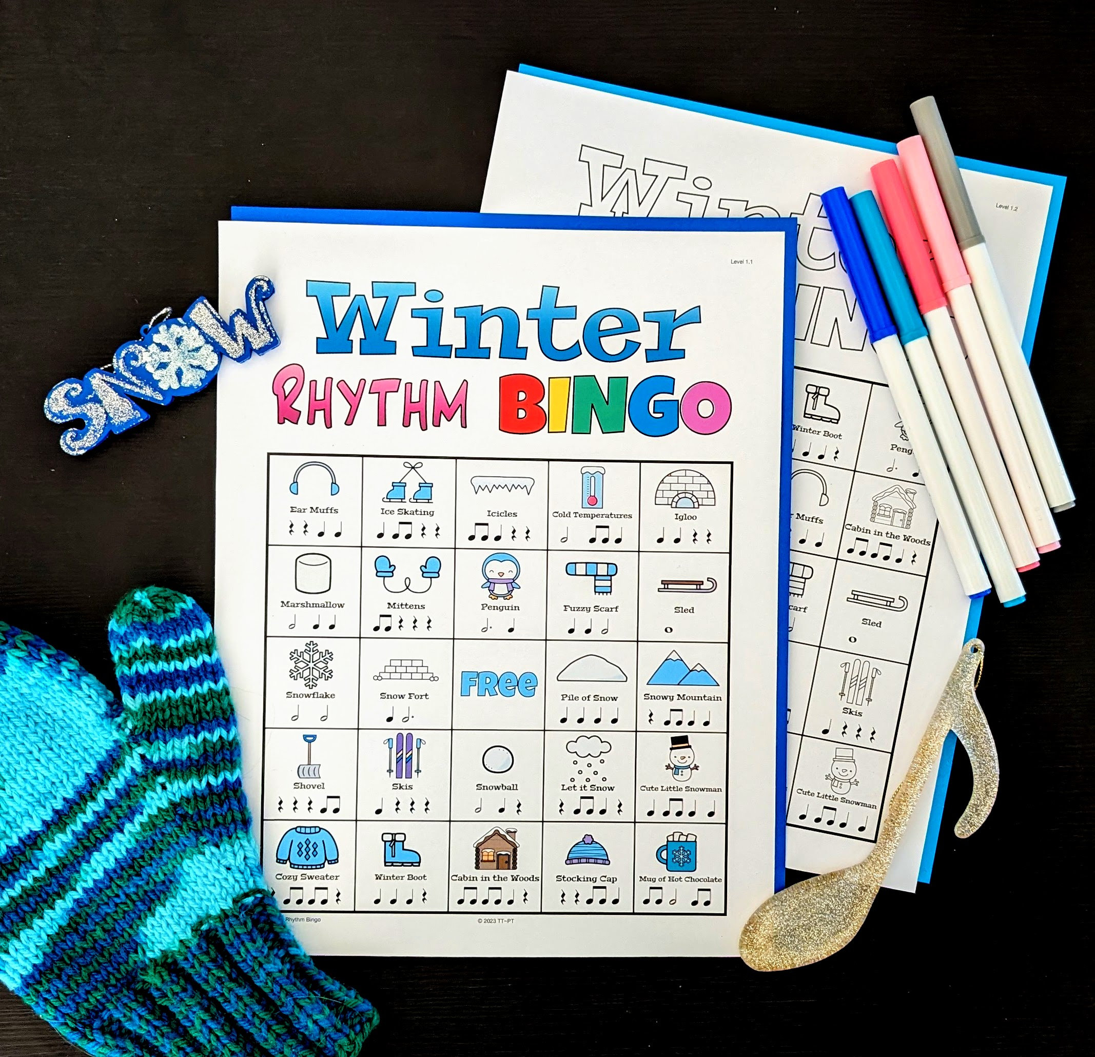Winter Rhythm Bingo | Music Bingo Game for Beginners (note Values) - Etsy