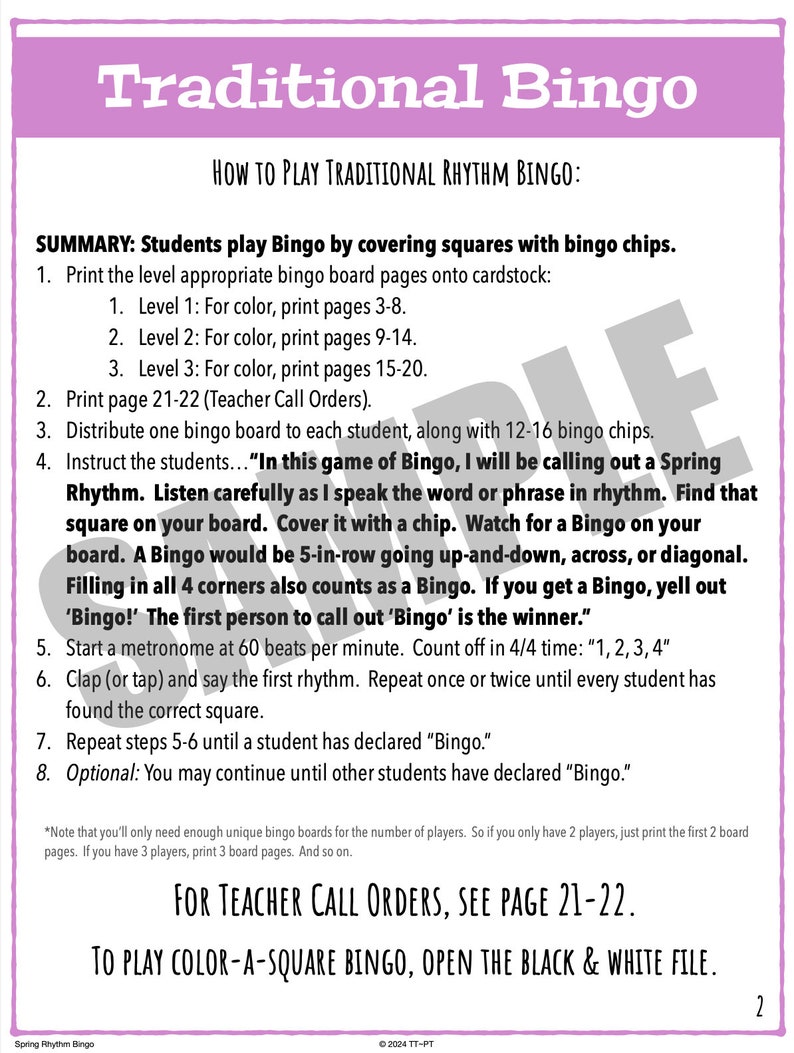 Spring Rhythm Bingo | Music Bingo Game for Beginners (note Values) - Etsy