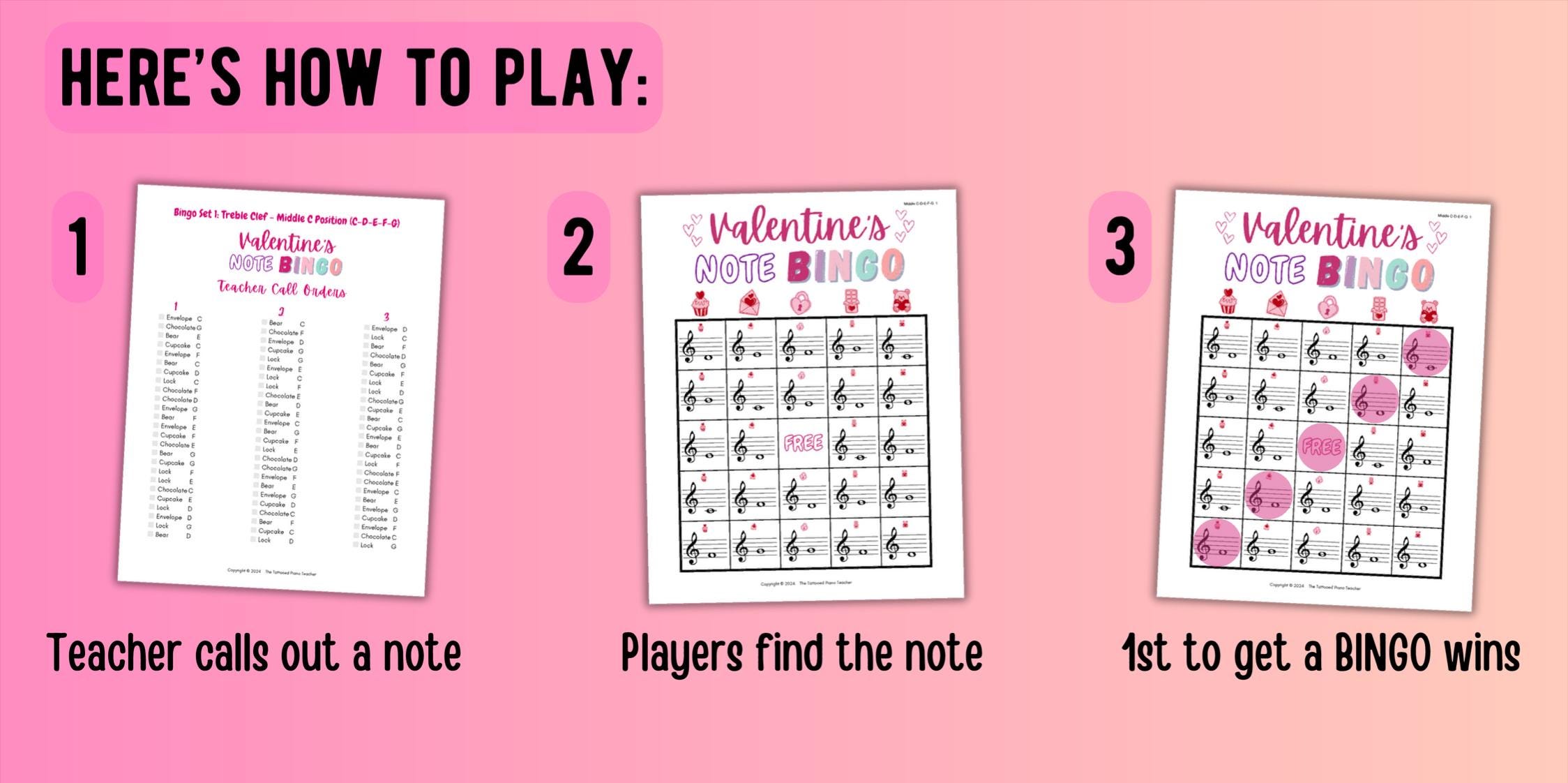 Valentine's Day Music Note Bingo | Music Theory Game for Piano Students ...