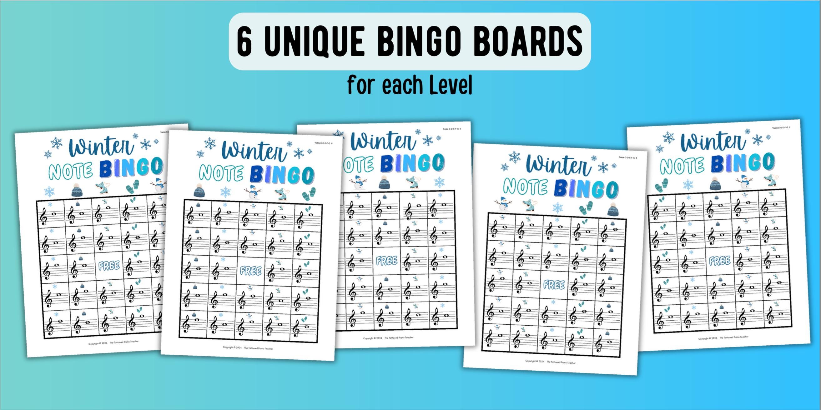 Winter Music Note Bingo | Music Theory Game for Piano Students | Naming ...