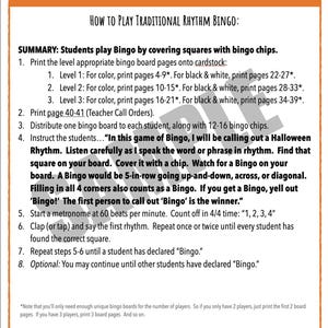 Halloween Rhythm Bingo: Music Note Values Game (printable PDF) - Etsy