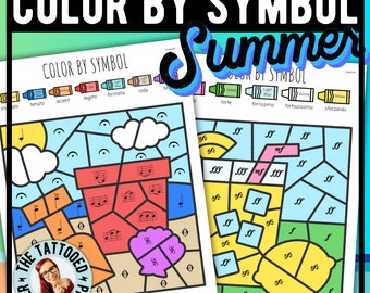 Summer Coloring Pages Color by Code Music Notes 3 Levels - Etsy