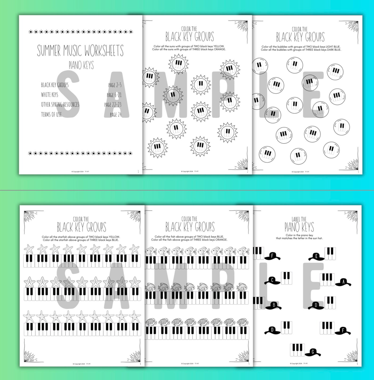 Summer Music Worksheets | Piano KEYS [black Keys, White Keys] Beach ...