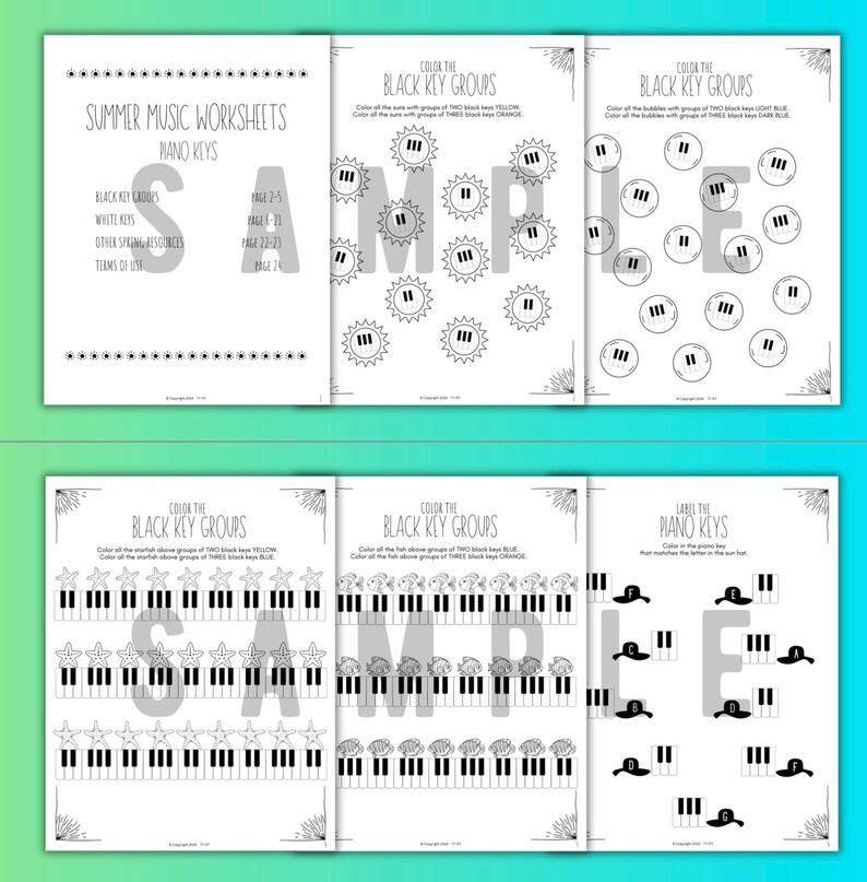 Summer Music Worksheets | Piano KEYS [black Keys, White Keys] Beach ...