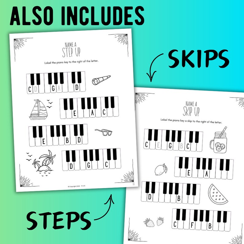 Summer Music Worksheets | Piano KEYS [black Keys, White Keys] Beach ...