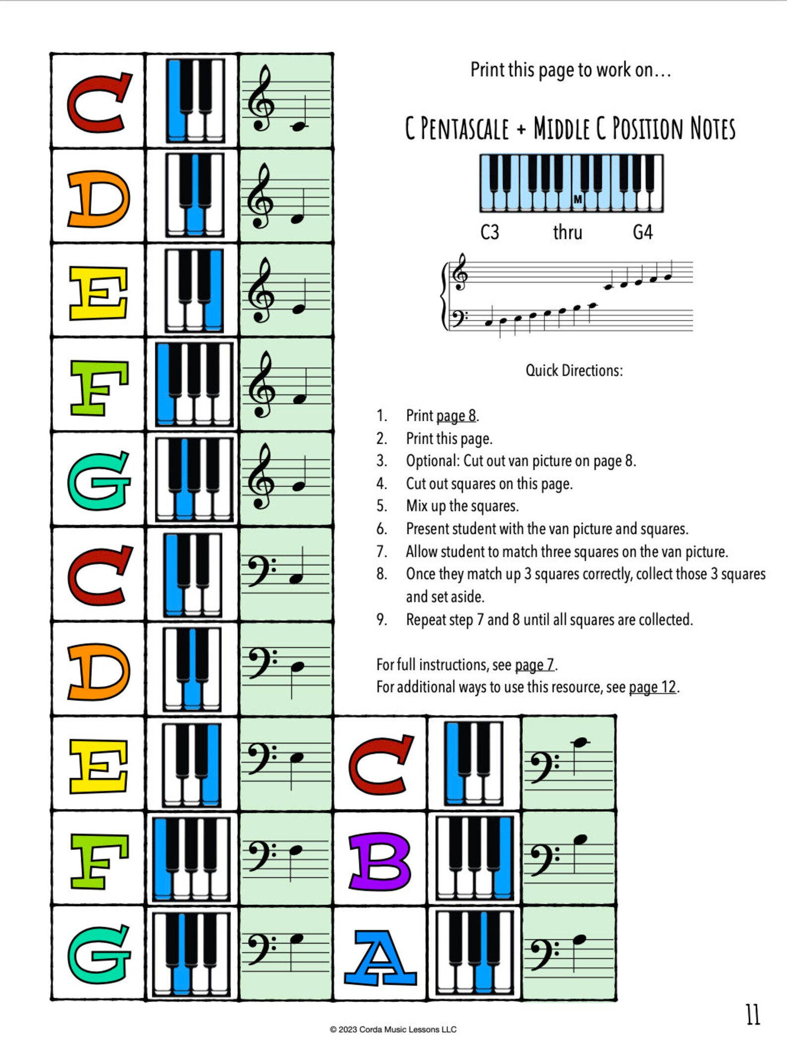 MUSIC THEORY PUZZLES Summer Beach Matching Game: Notes, Key Names ...