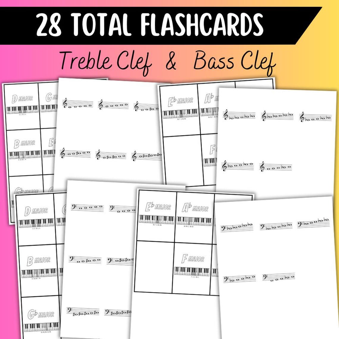 Major Pentascales Flash Cards | 5-finger Scales | Music Theory ...