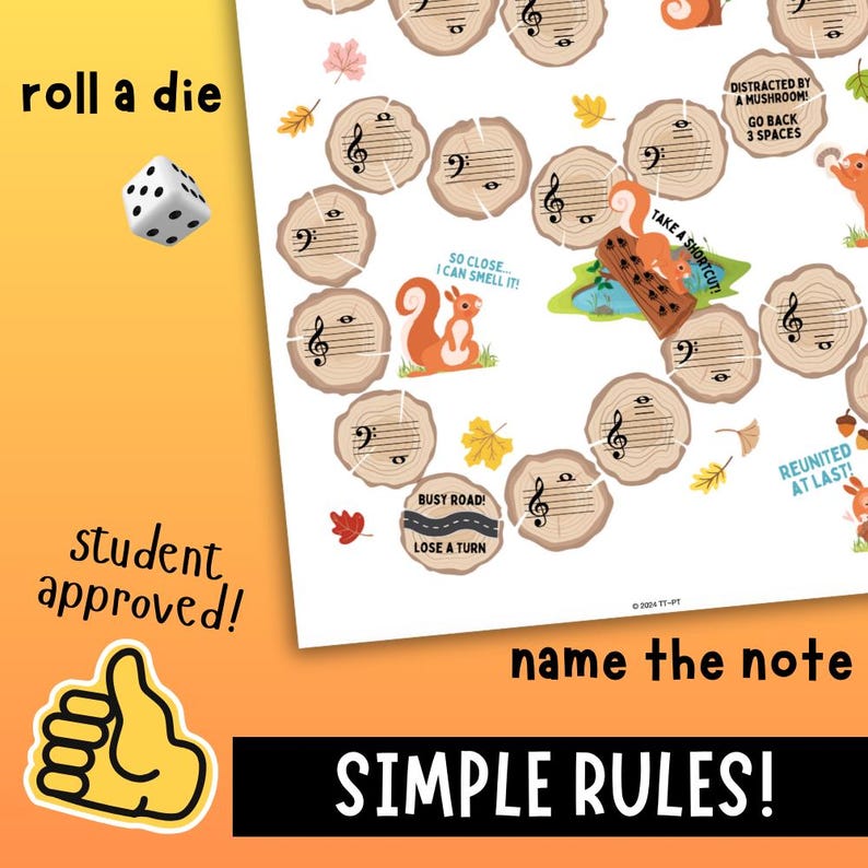 Fall Note Naming Board Game for Music Students | Notes on the Staff ...