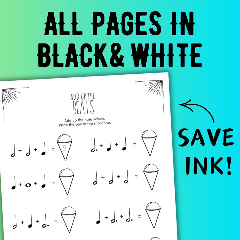 Summer Music Worksheets | Music Math, Note Values [beginner Piano ...