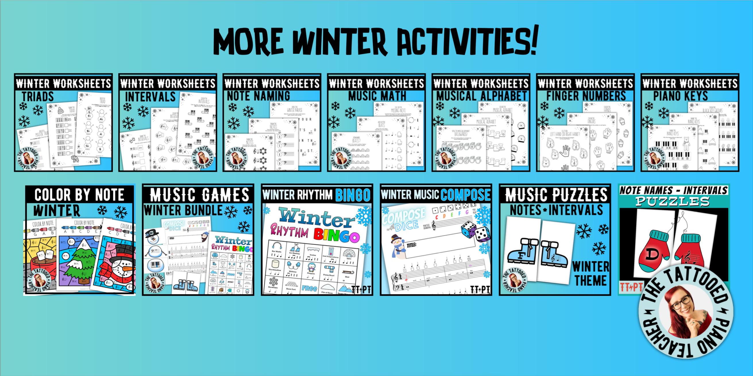 Winter Music Note Bingo | Music Theory Game for Piano Students | Naming ...