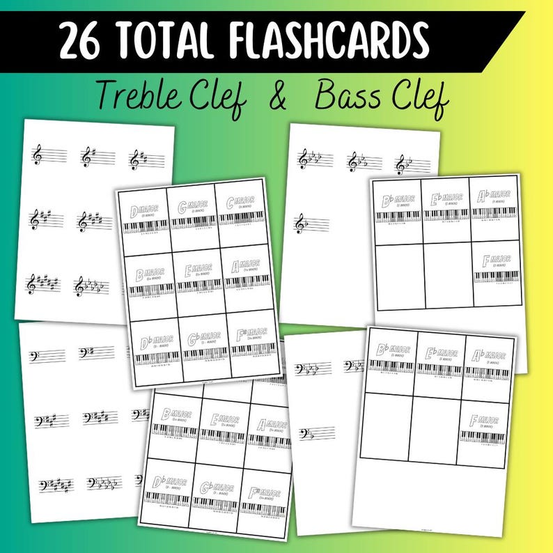 Key Signatures Flash Cards | Major Minor Keys | Piano Music Theory ...
