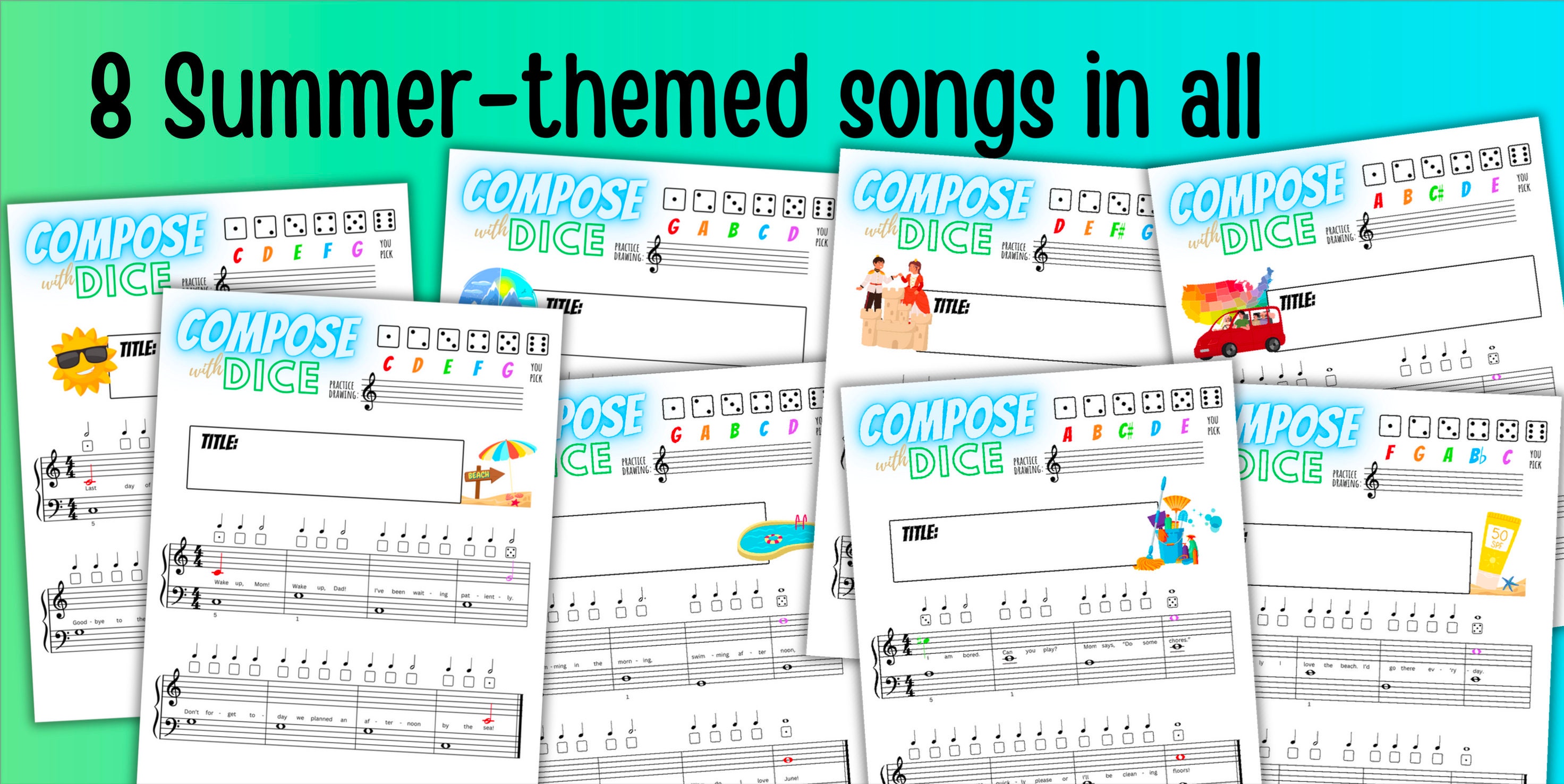 Summer Music Composing Activity for Piano Compose With Dice - Etsy