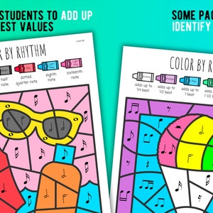 Summer Coloring Pages | Color by Code Rhythm Note Rest Values | 3 ...