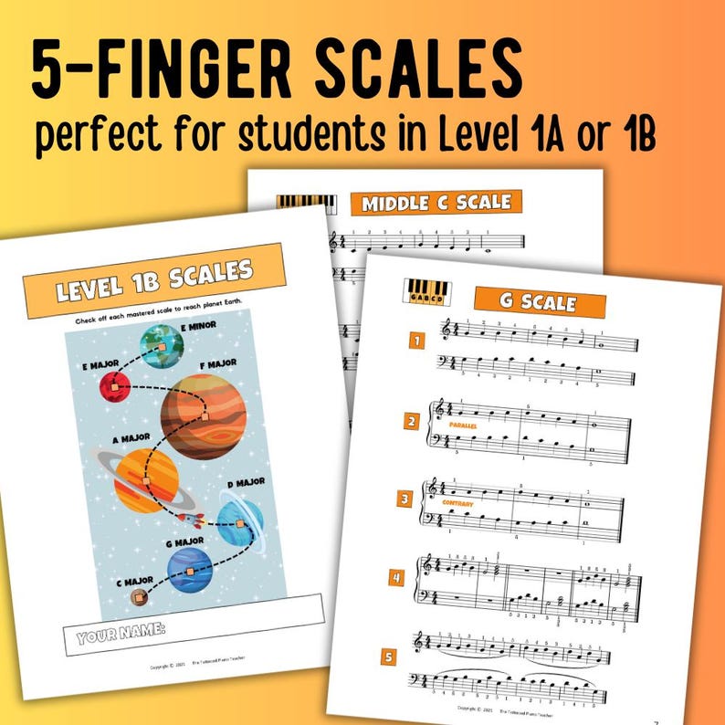 Level 1 Piano 5-finger Scales | Beginner Pentascales, Chords ...