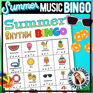 Summer Rhythm Bingo Music Bingo Game for Beginners note Values, Rest ...