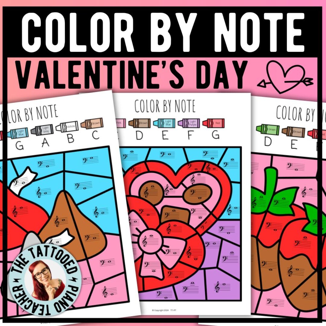 Valentine's Day Music Coloring Pages | Color by Code Music Note ...