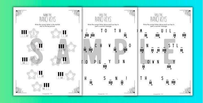 Summer Music Worksheets | Piano KEYS [black Keys, White Keys] Beach ...