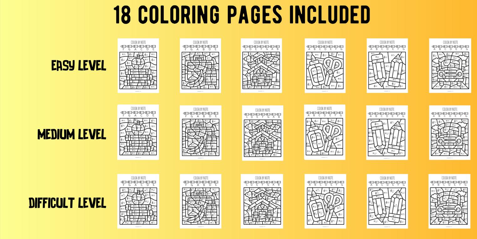 Back to School Music Coloring Pages | Color by Code Music Notes | Note ...