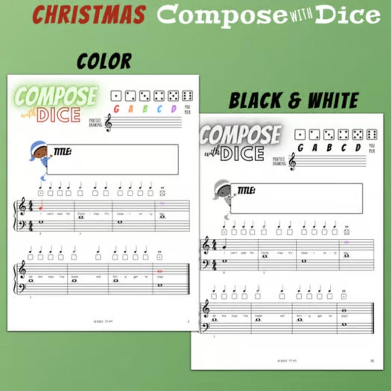 Christmas Music Composing Activity for Piano | Compose With Dice! Game ...