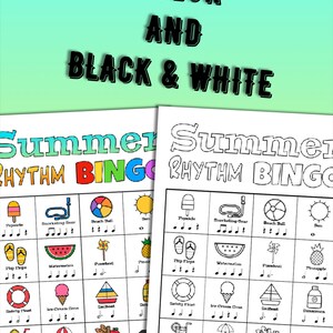 Summer Rhythm Bingo | Music Bingo Game for Beginners (note Values, Rest ...