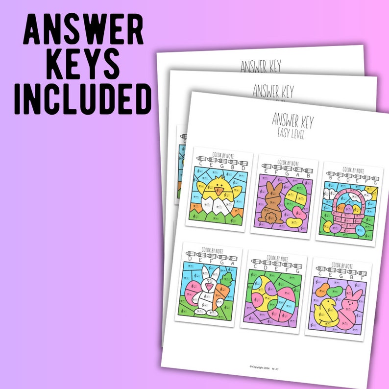 Easter Coloring Pages | Color by Code Music Notes | 3 Levels | Note ...