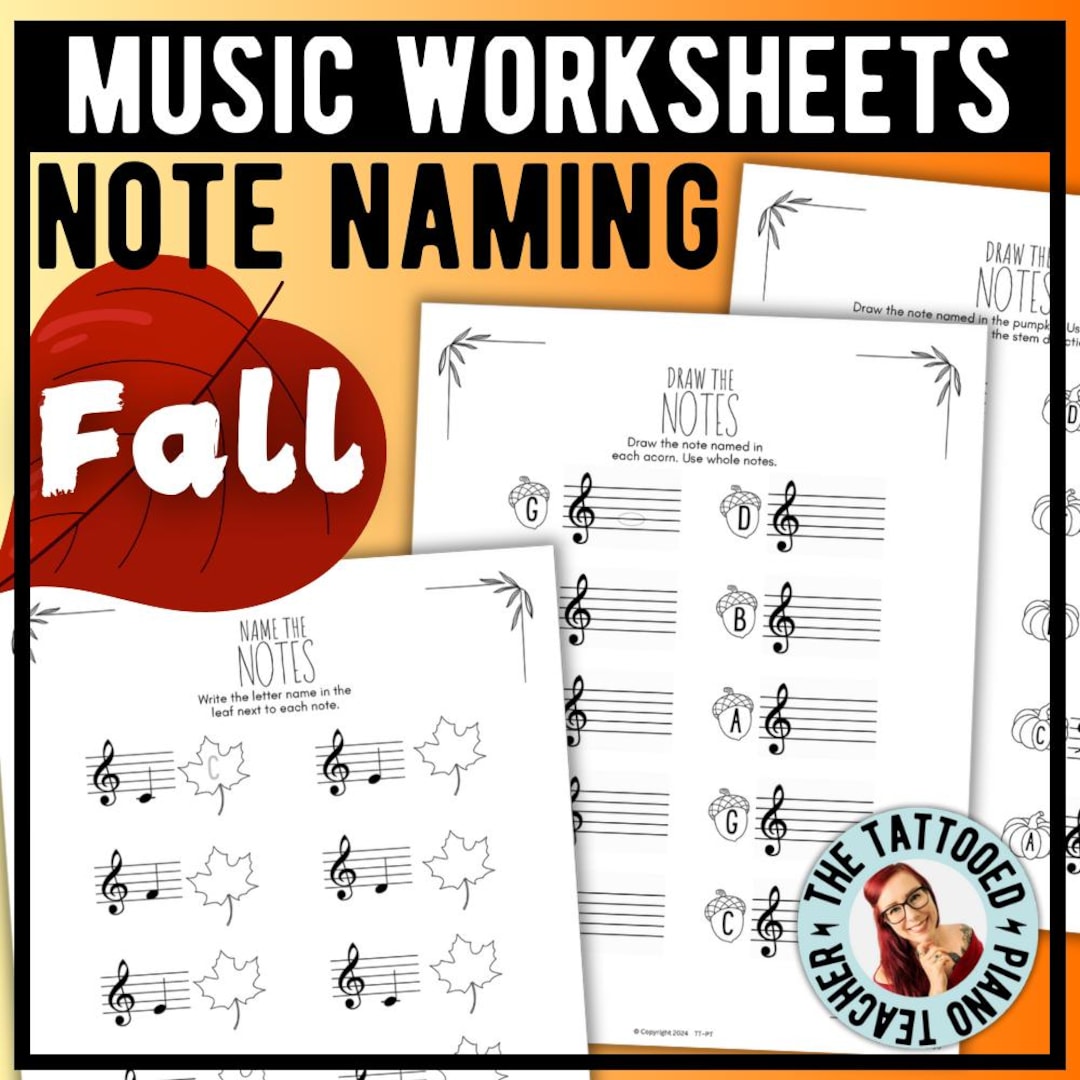 Fall Music Worksheets | Note Naming [beginner Piano Worksheets] Notes ...
