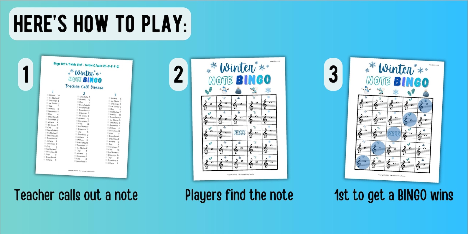 Winter Music Note Bingo | Music Theory Game for Piano Students | Naming ...