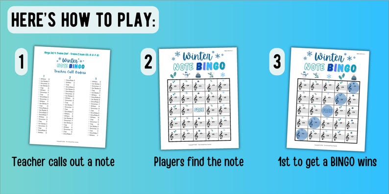 Winter Music Note Bingo | Music Theory Game for Piano Students | Naming ...