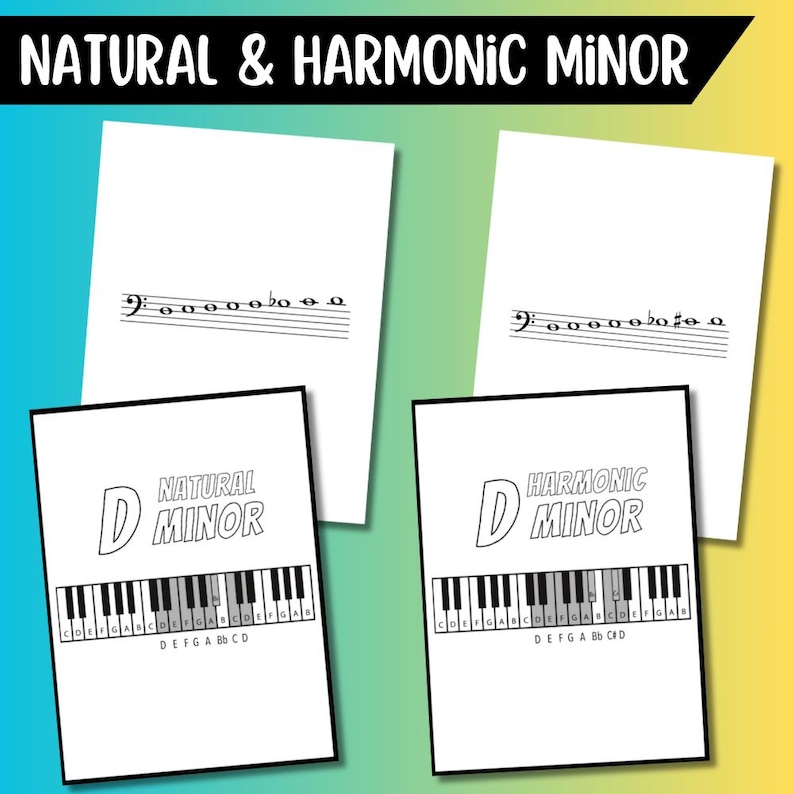 Minor Scales Flash Cards | Harmonic Piano Scales | Music Theory ...