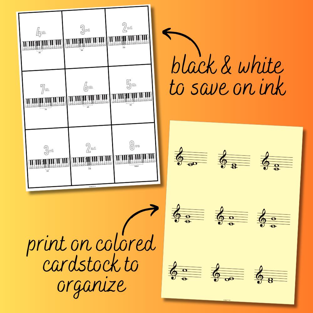 Music Intervals Flash Cards: Piano Theory (digital PDF) - Etsy