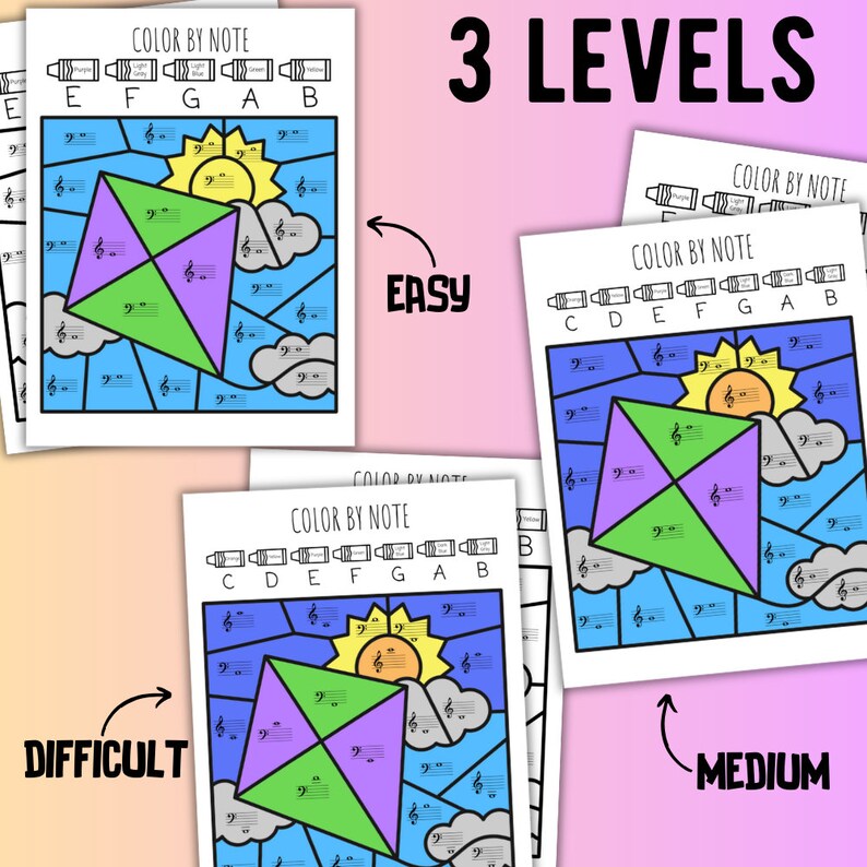 Spring Coloring Pages | Color by Code Music Notes | 3 Levels | Note ...