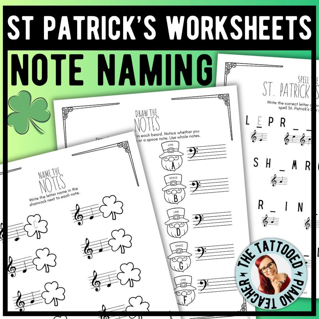 St. Patrick's Day Music Worksheets | Note Naming [beginner Piano ...
