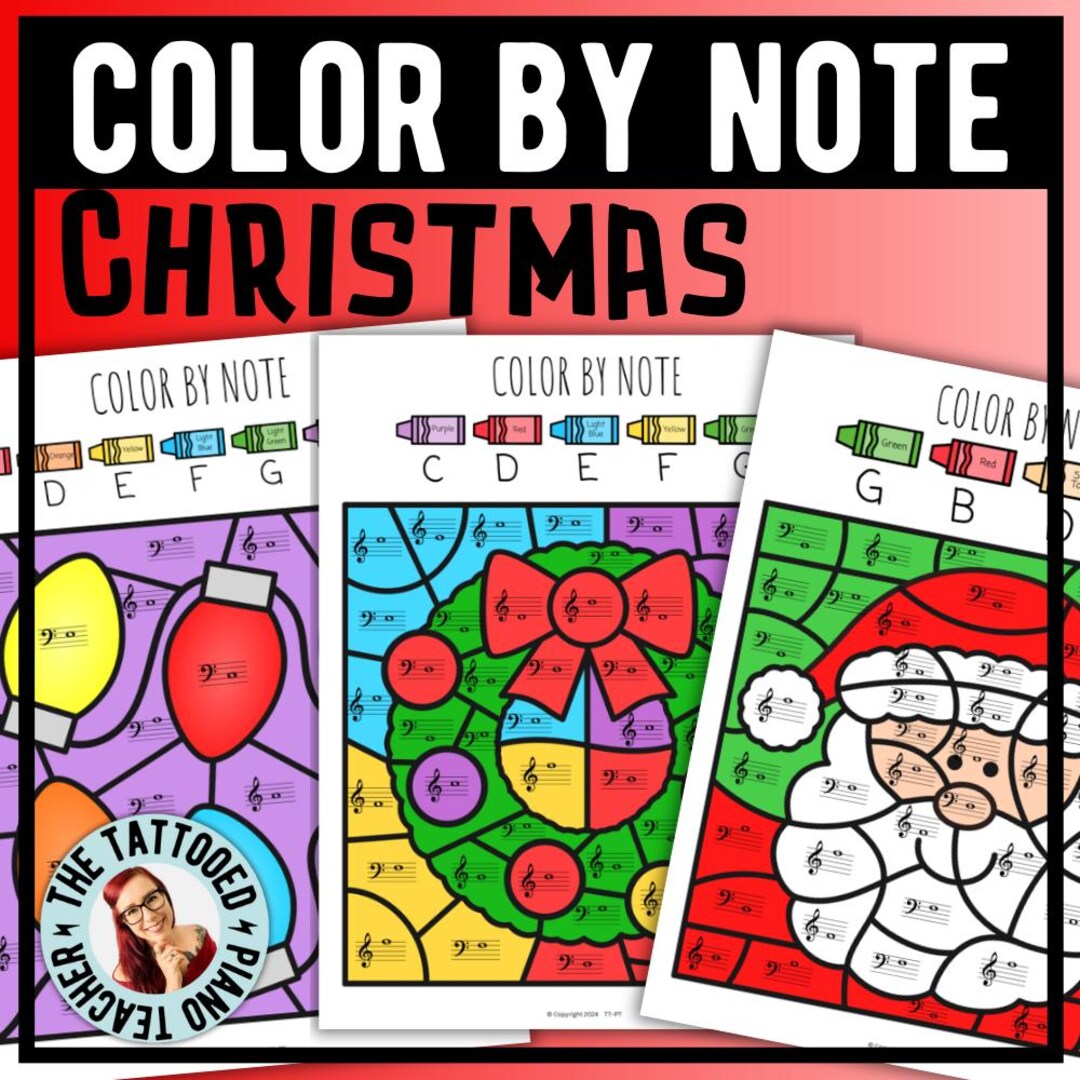 Christmas Music Coloring Pages | Color by Code Music Notes | Holiday ...