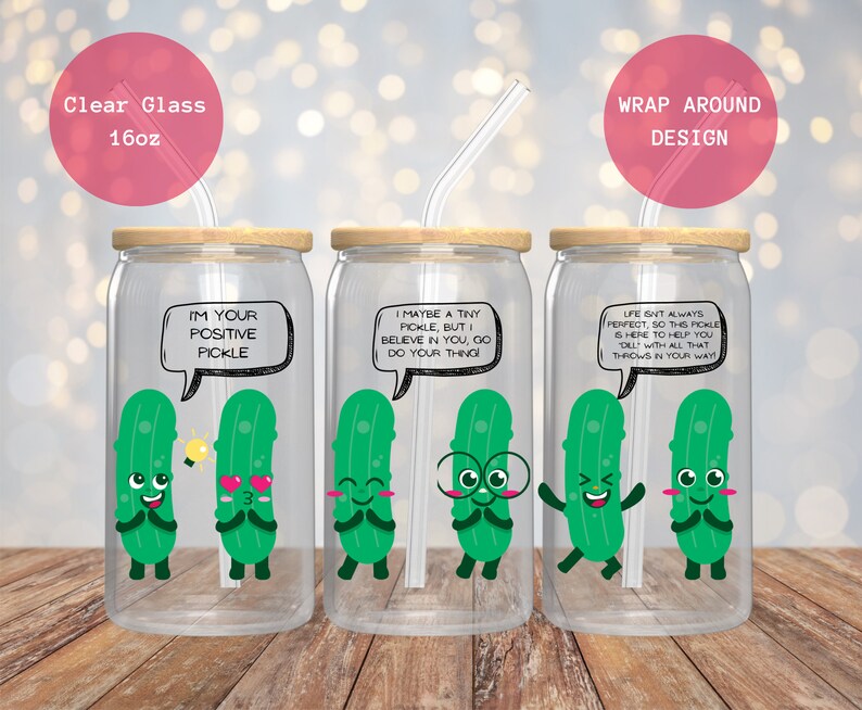 Positive Pickle Glass Tumblerfunny Quote Emotional Support - Etsy