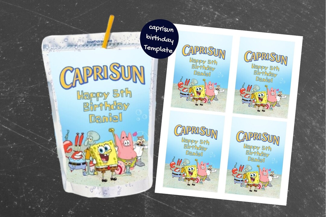 Editable Spongebob Capri Sun Labels-Party Labels-Personalized - Etsy.de