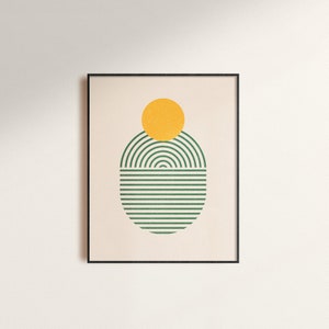 Dawn Print, Modern Wall Art, Printable Geometric Art, Symbolic Sunrise ...