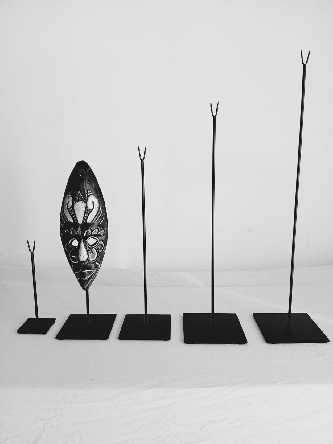 African Wooden Mask Base, Display Stand, All-metal Support, 11 Heights ...