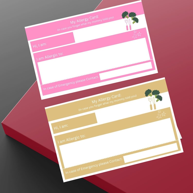 Printable Allergy Card for Your Kid | Printable and Canva Customizable ...