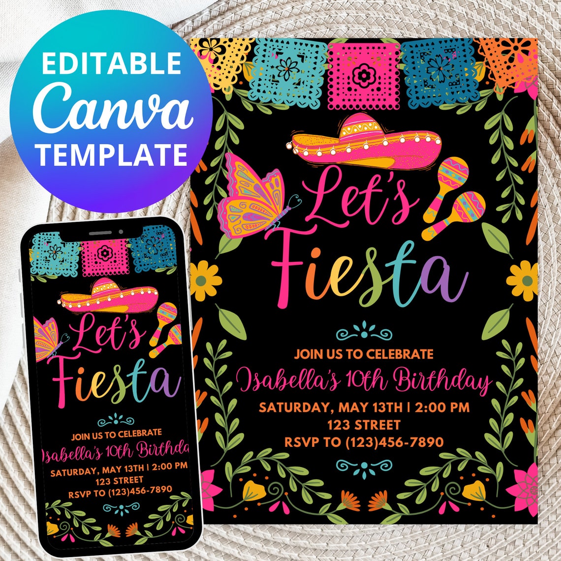 Editable Birthday Party Invitation | Fiesta Invitation | Any Age ...