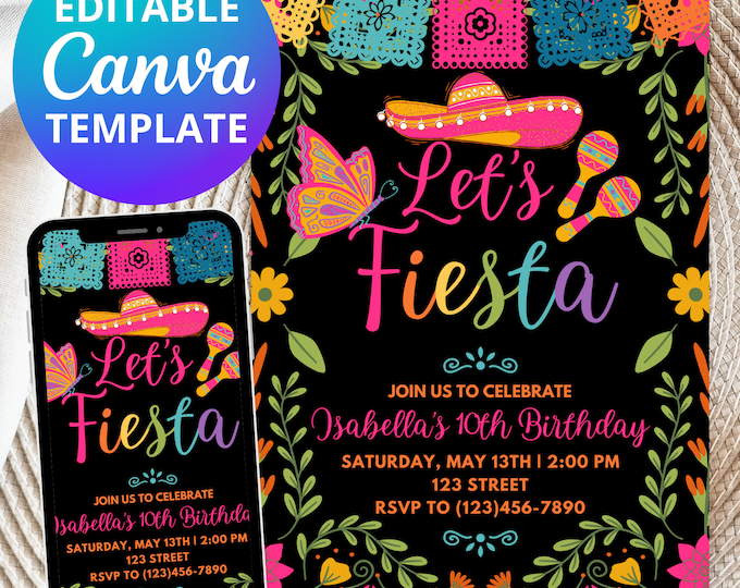 Editable Birthday Party Invitation | Fiesta Invitation | Any Age ...