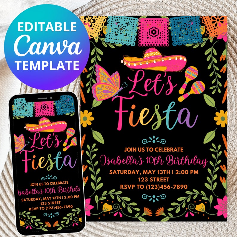 Editable Birthday Party Invitation | Fiesta Invitation | Any Age ...