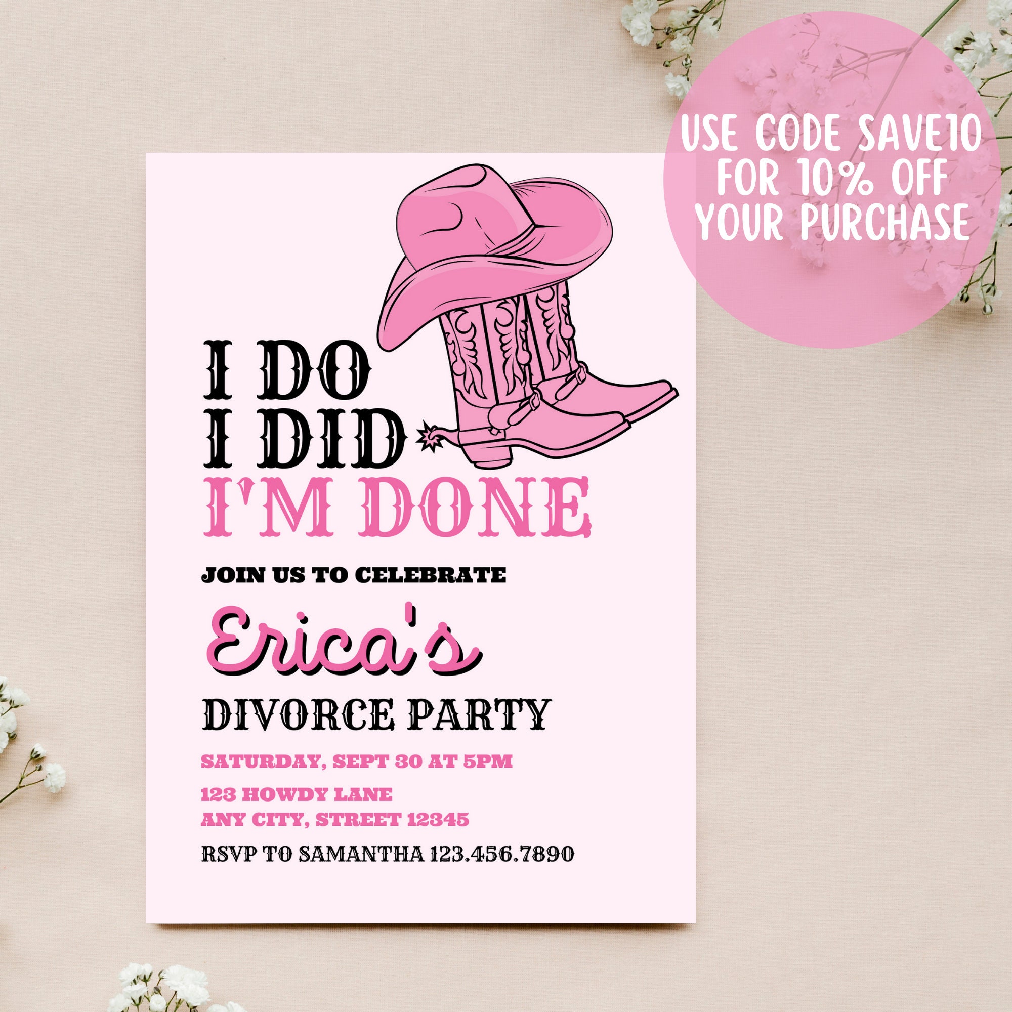 Divorce Party Invitation, Cowgirl Party Theme, Divorce Party Invite ...
