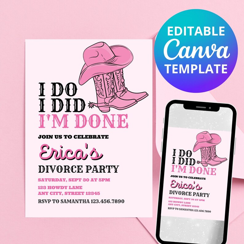 Divorce Party Invitation Cowgirl Party Theme Divorce Party - Etsy