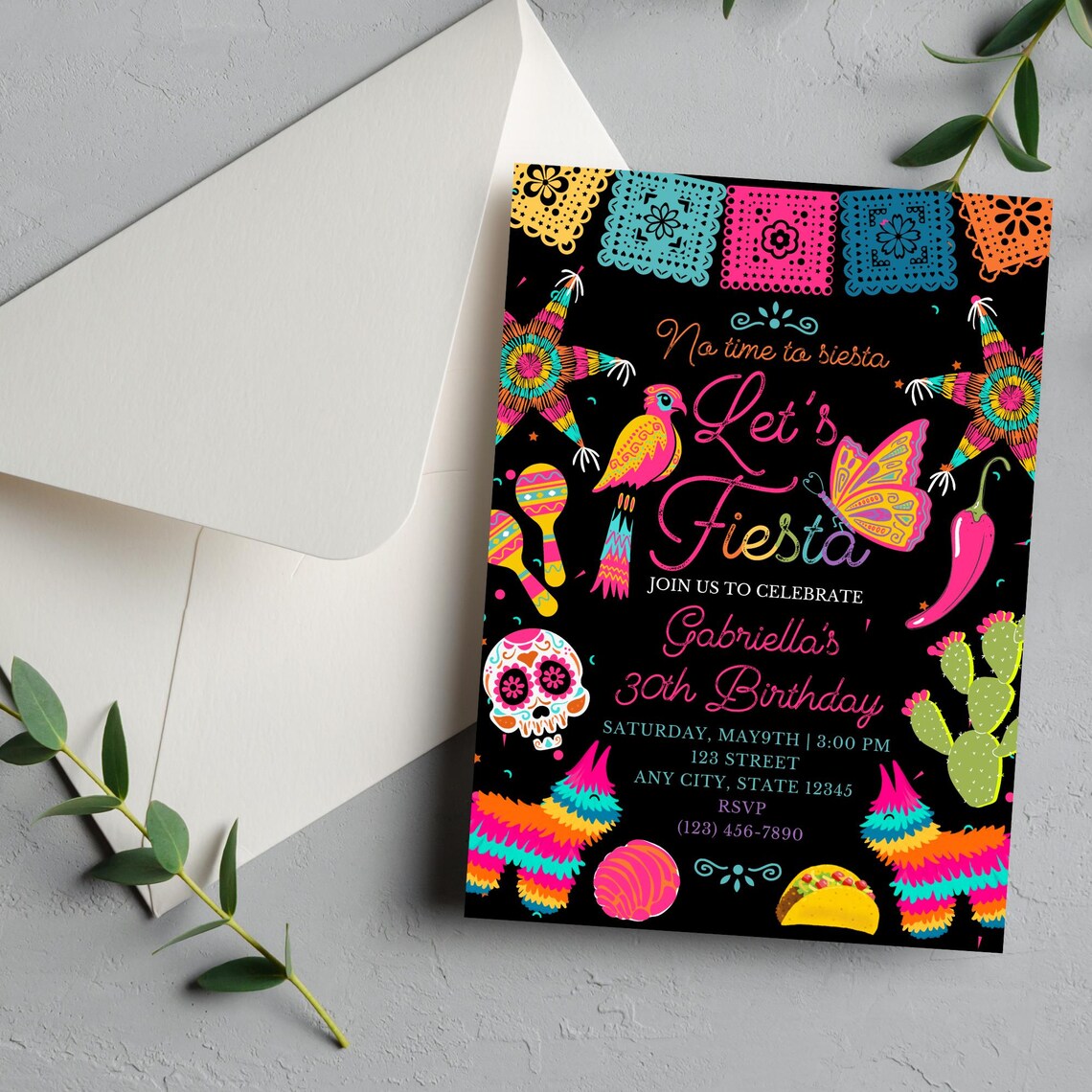 Editable Birthday Party Invitation | Fiesta Invitation | Any Age ...